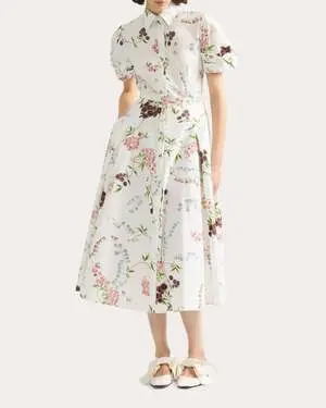 Erdem Floral Cotton Midi Shirt Dress