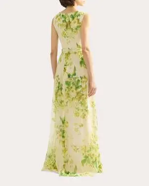 Erdem Floral Silk Creponne Gown