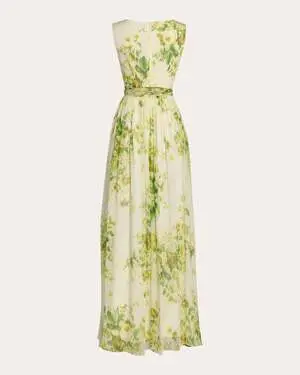 Erdem Floral Silk Creponne Gown
