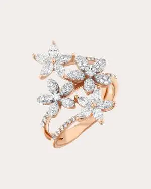 BEE GODDESS 14k Rose Diamond Marquise And Round Pavé Apple Seed Allure Ring - Gold