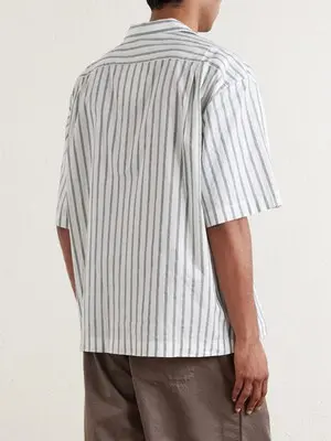 A KIND OF GUISE Samata Camp-collar Striped Cotton, Silk And Linen-blend Shirt - Green