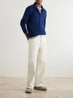 Derek Rose Quinn Cotton And Modal-blend Jersey Half-zip Sweatshirt - Blue