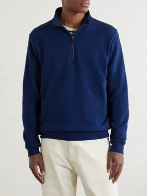 Derek Rose Quinn Cotton And Modal-blend Jersey Half-zip Sweatshirt - Blue