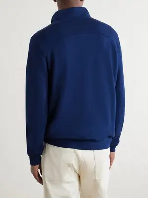 Derek Rose Quinn Cotton And Modal-blend Jersey Half-zip Sweatshirt - Blue