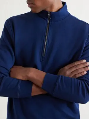 Derek Rose Quinn Cotton And Modal-blend Jersey Half-zip Sweatshirt - Blue