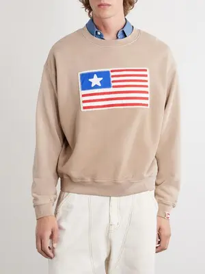 CHERRY LOS ANGELES Embroidered Cotton-jersey Sweater