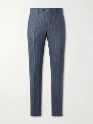 Caruso Pinstripe Wool And Cashmere-blend Suit Trousers - Blue