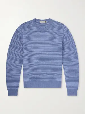 Canali Striped Wool And Cashmere-blend Crewneck Sweater