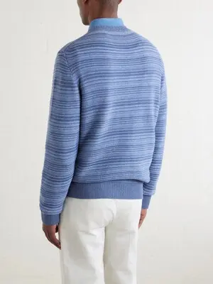 Canali Striped Wool And Cashmere-blend Crewneck Sweater