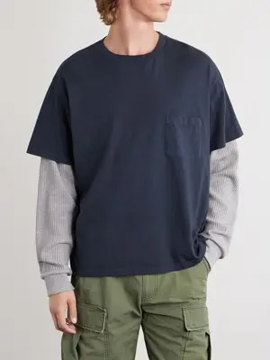 CHERRY LOS ANGELES Waffle-trim Cotton-jersey T-shirt