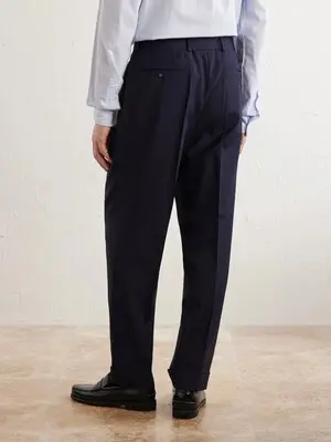 Officine Générale Hugo Straight-leg Pleated Virgin Wool Trousers - Blue