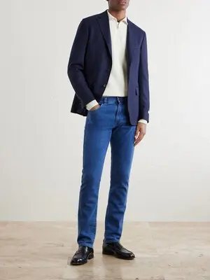 Canali Straight-leg Cotton And Cashmere-blend Jeans