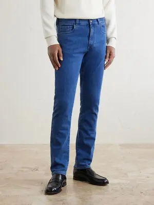Canali Straight-leg Cotton And Cashmere-blend Jeans
