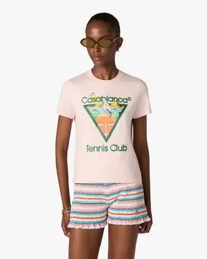 Casablanca Tennis Club Icon Pyramid Abduction Fitted Short Sleeve T-shirt - Pink