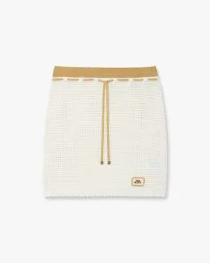 Casablanca Lace Tuck Stitch Mini Skirt - White
