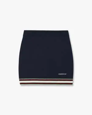 Casablanca Navy Merino Knit Mini Skirt - White