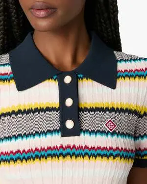 Casablanca Knit Chevron Polo Shirt