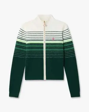 Casablanca White & Boucle Stripe Zip-up Track Jacket - Green