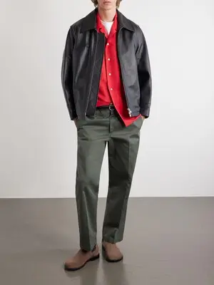 A.PRESSE Convertible-collar Silk And Linen-blend Shirt - Red