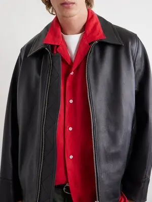 A.PRESSE Convertible-collar Silk And Linen-blend Shirt - Red