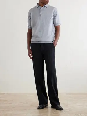 John Smedley Adrian Slim-fit Sea Island Cotton Polo Shirt - Gray