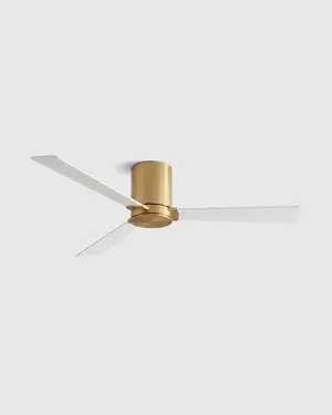 Quince Minimalist Wood Blade Ceiling Fan - White/brass