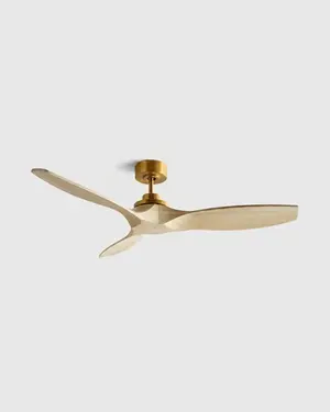 Quince Minimalist Hugger Wood Blade Ceiling Fan - Whitewash/brass