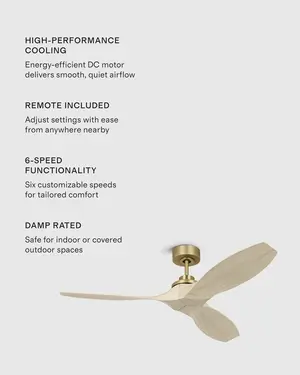 Quince Minimalist Hugger Wood Blade Ceiling Fan - Whitewash/brass
