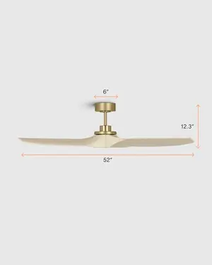 Quince Minimalist Hugger Wood Blade Ceiling Fan - Whitewash/brass
