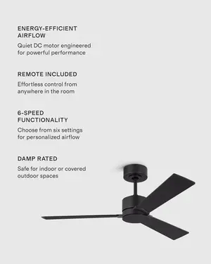 Quince Minimalist Wood Blade Ceiling Fan, Size - Black