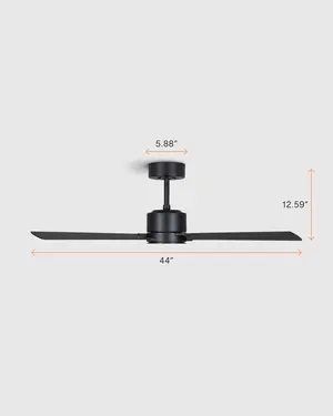 Quince Minimalist Wood Blade Ceiling Fan, Size - Black
