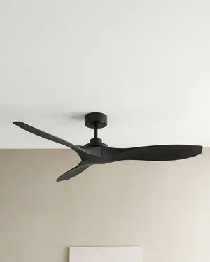 Quince Outdoor Transitional Ceiling Fan, Metal - Black