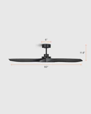 Quince Outdoor Transitional Ceiling Fan, Metal - Black