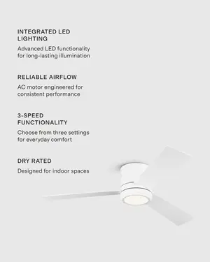 Quince Simple Metal Hugger Led Ceiling Fan, Size - White