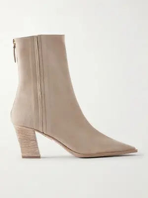 AQUAZZURA Francoise 70 Suede Boots - Neutrals