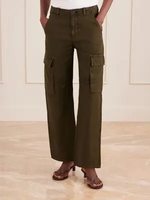 Citizens Of Humanity Esme Organic Cotton-twill Wide-leg Cargo Pants - Green