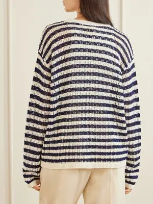 Aimé Leon Dore Eyelet Striped Cotton Sweater