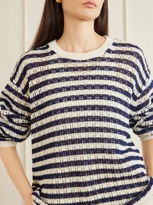 Aimé Leon Dore Eyelet Striped Cotton Sweater
