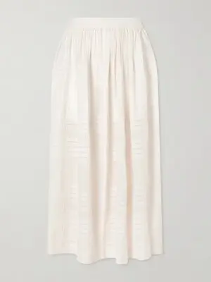 LEMLEM Freye Striped Cotton Midi Skirt - Neutrals
