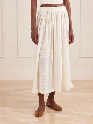 LEMLEM Freye Striped Cotton Midi Skirt - Neutrals