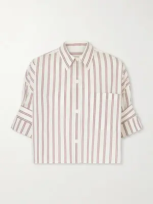 TWP Cropped Striped Cotton And Silk-blend Shirt - Multi