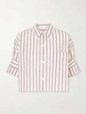TWP Cropped Striped Cotton And Silk-blend Shirt - Multi
