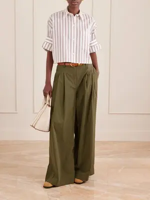 TWP Cropped Striped Cotton And Silk-blend Shirt - Multi