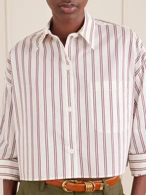 TWP Cropped Striped Cotton And Silk-blend Shirt - Multi