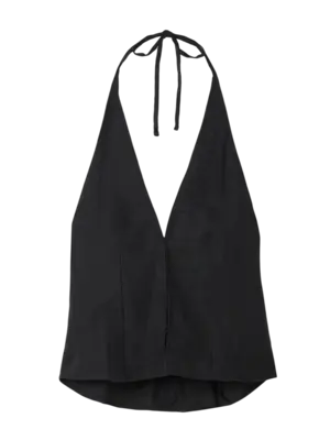 DEIJI STUDIOS Linen Halterneck Top - Black