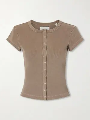 Citizens Of Humanity Ribbed Jersey Button-detailed Cardigan - Brown