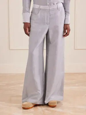 TWP Dylan Striped Cotton-blend Gabardine Wide-leg Pants - Multi