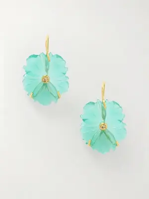 LIZZIE FORTUNATO New Bloom Enamel, Glass, And Lemon Quartz Earrings - Blue