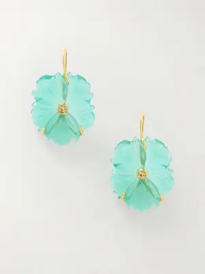 LIZZIE FORTUNATO Lizzie Fortunato New Bloom Enamel, Glass, And Lemon Quartz Earrings Blue
