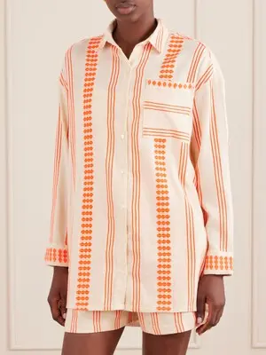 LEMLEM Mariam Asymmetrical Striped Cotton-blend Shirt - Orange